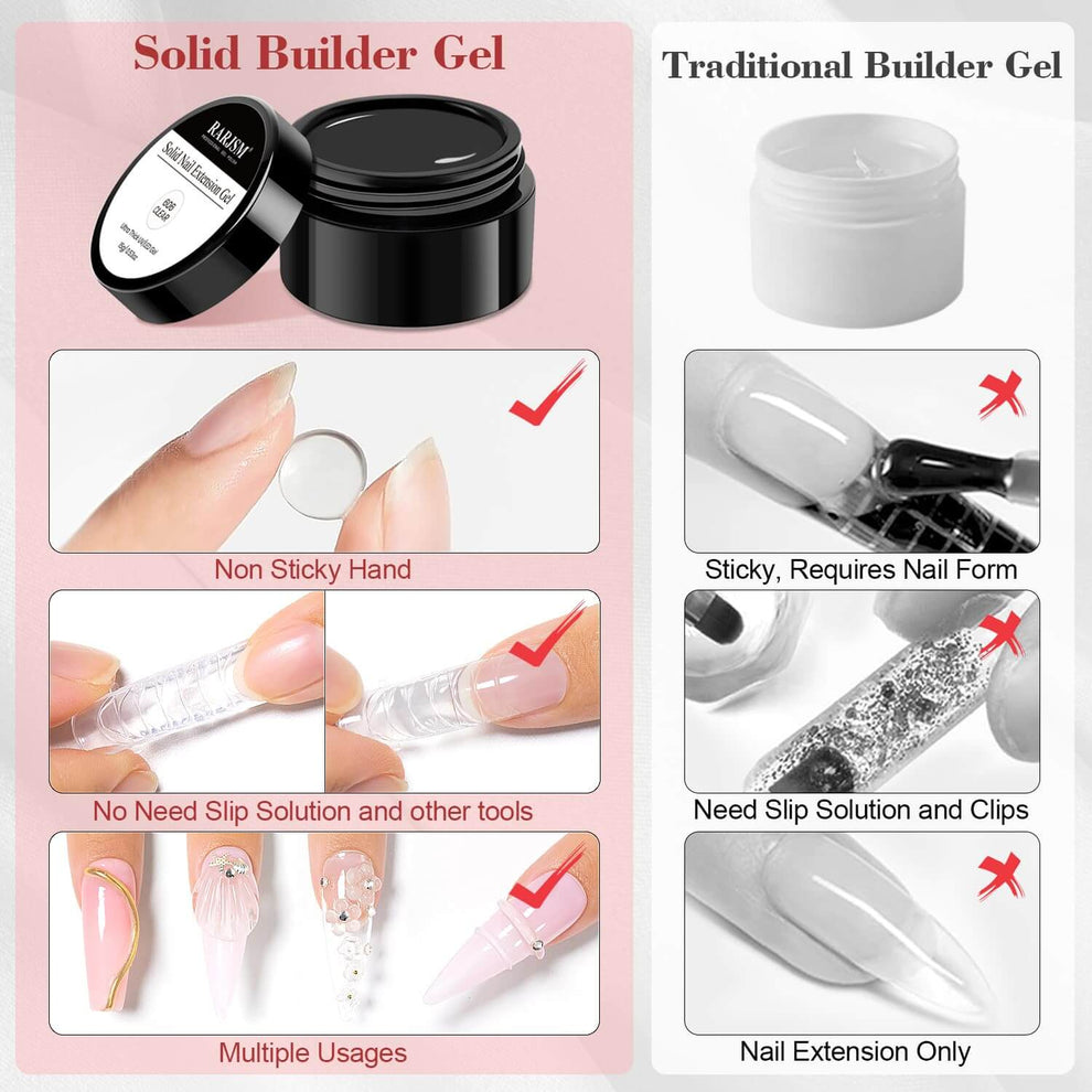 RARJSM ®Non-stick Solid Builder Gel |Clear Solid Building Extension Na